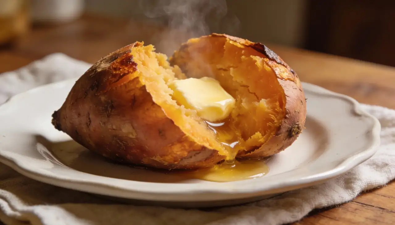 Batata assada no micro-ondas que fica igual à de forno na metade do tempo