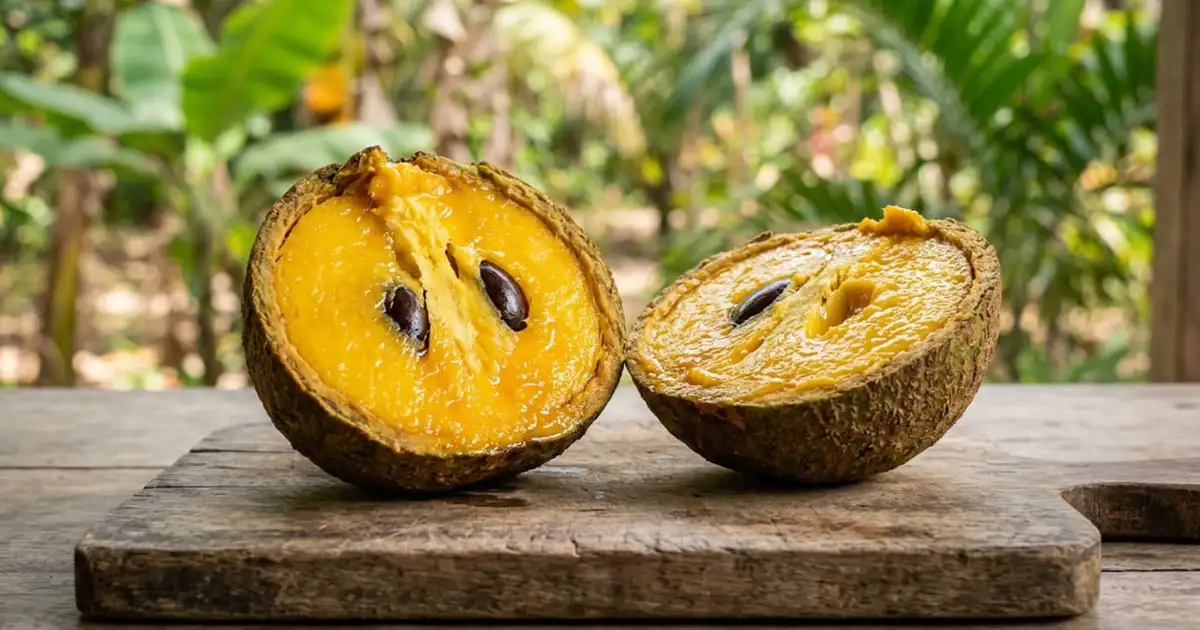 A fruta tropical que tem cor de pôr do sol e sabor de baunilha com mamão