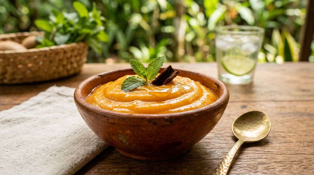 A fruta tropical que tem cor de pôr do sol e sabor de baunilha com mamão