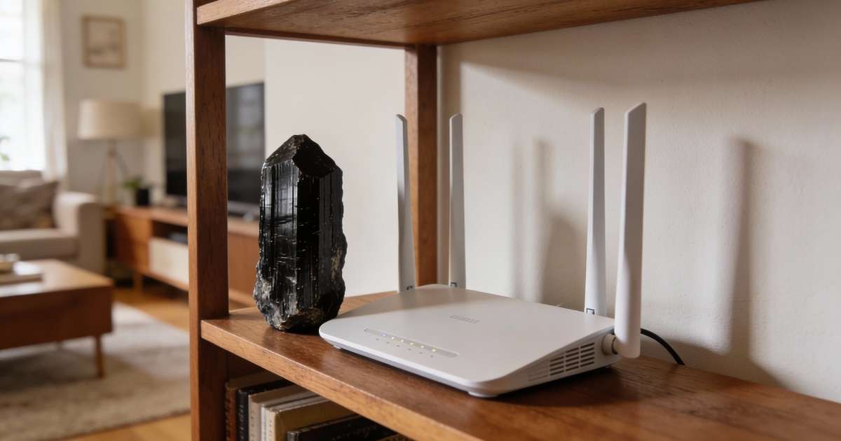 Coloquei este cristal perto do Wi-Fi para filtrar as vibrações negativas