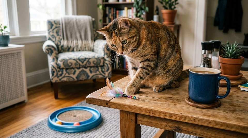 É por isso que o gato derruba tudo da mesa